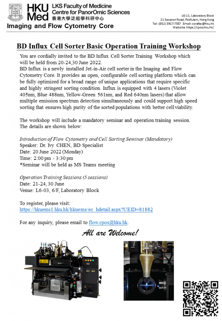 Imaging and Flow Cytometry Core: BD Influx Cell Sorter Basic Operation Training Workshop ...