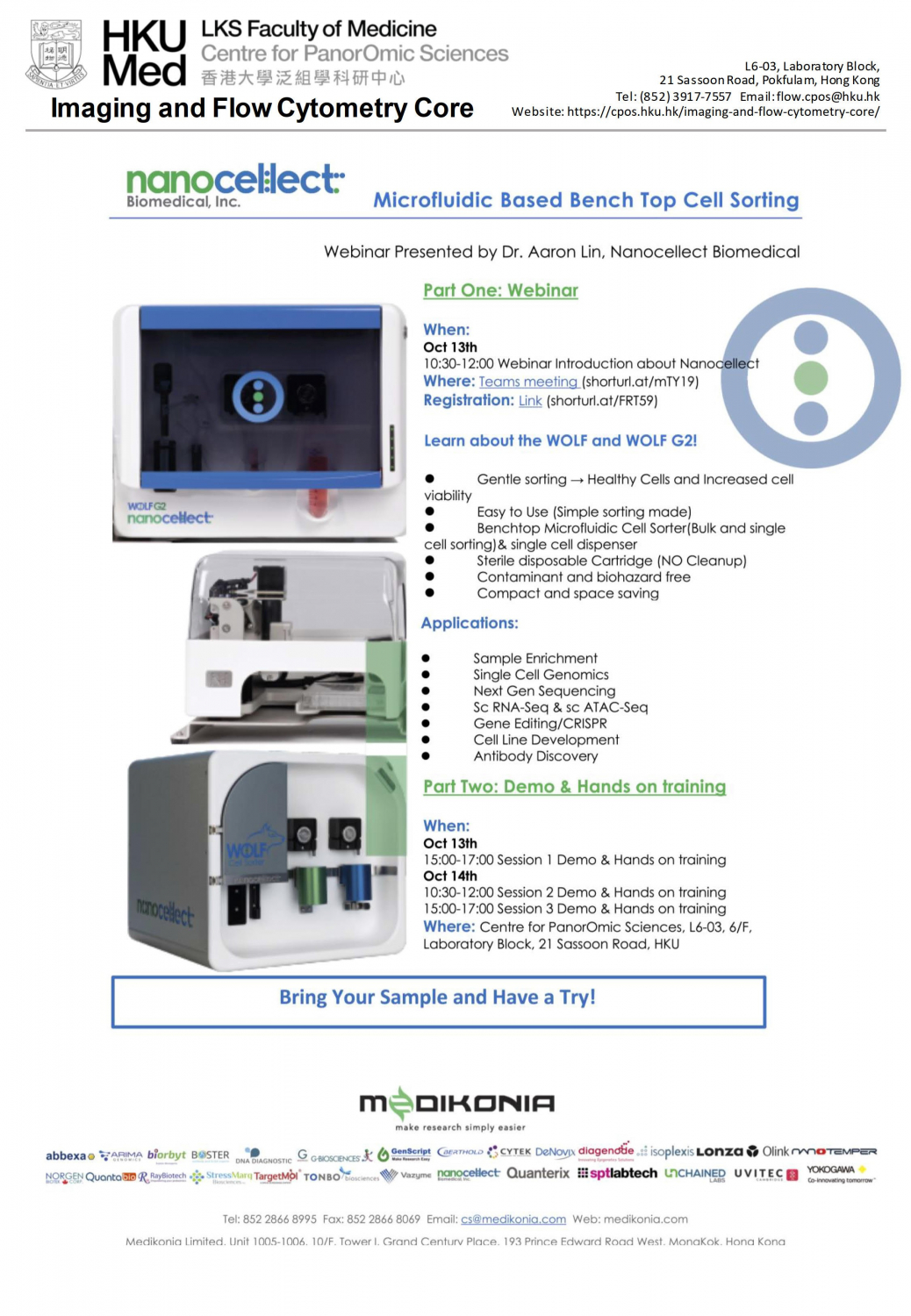 Nanocellect WOLF Cell Sorter Introductory Webinar and System Demonstration – Centre for ...